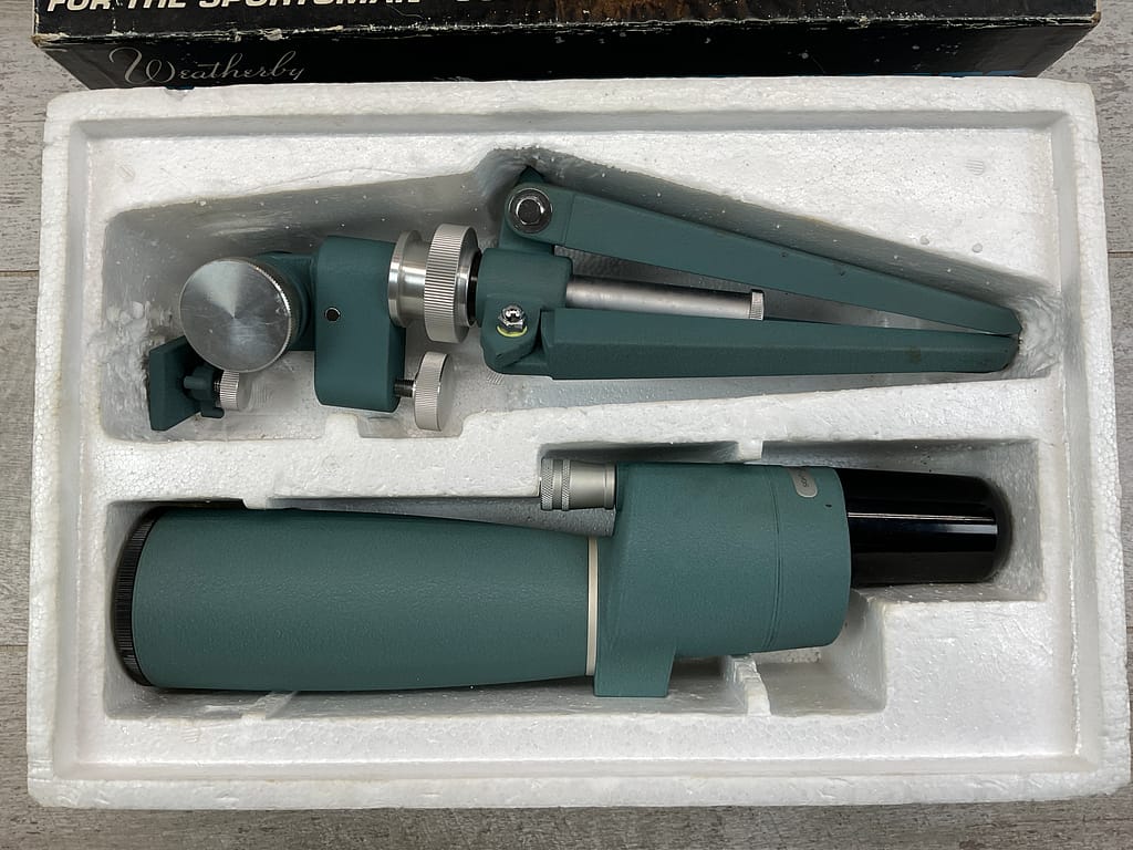 WEATHERBY ZOOM SPOTTING SCOPE COMPLETE WITH FOLDING TRIPOD, VINTAGE ...