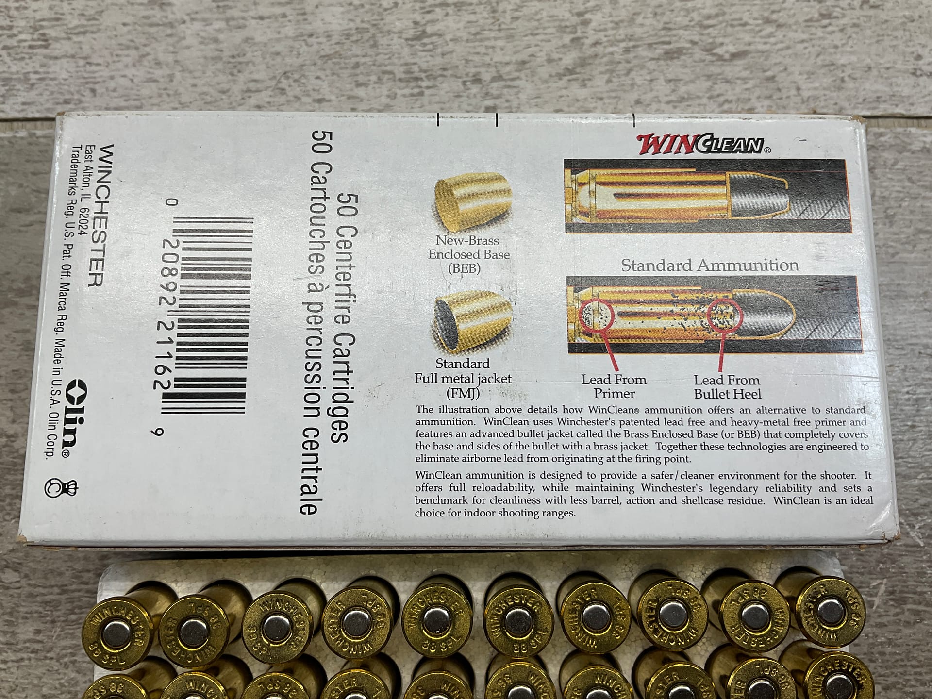 WINCHESTER 38 SPECIAL 125GR WINCLEAN JSP AMMO, TARGET/RANGE, 50/BOX ...