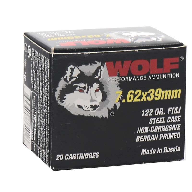 WOLF 7.62X39 122GR FMJ 1000 ROUNDS AMMO #3-06060-PF - Checkpoint Charlie's