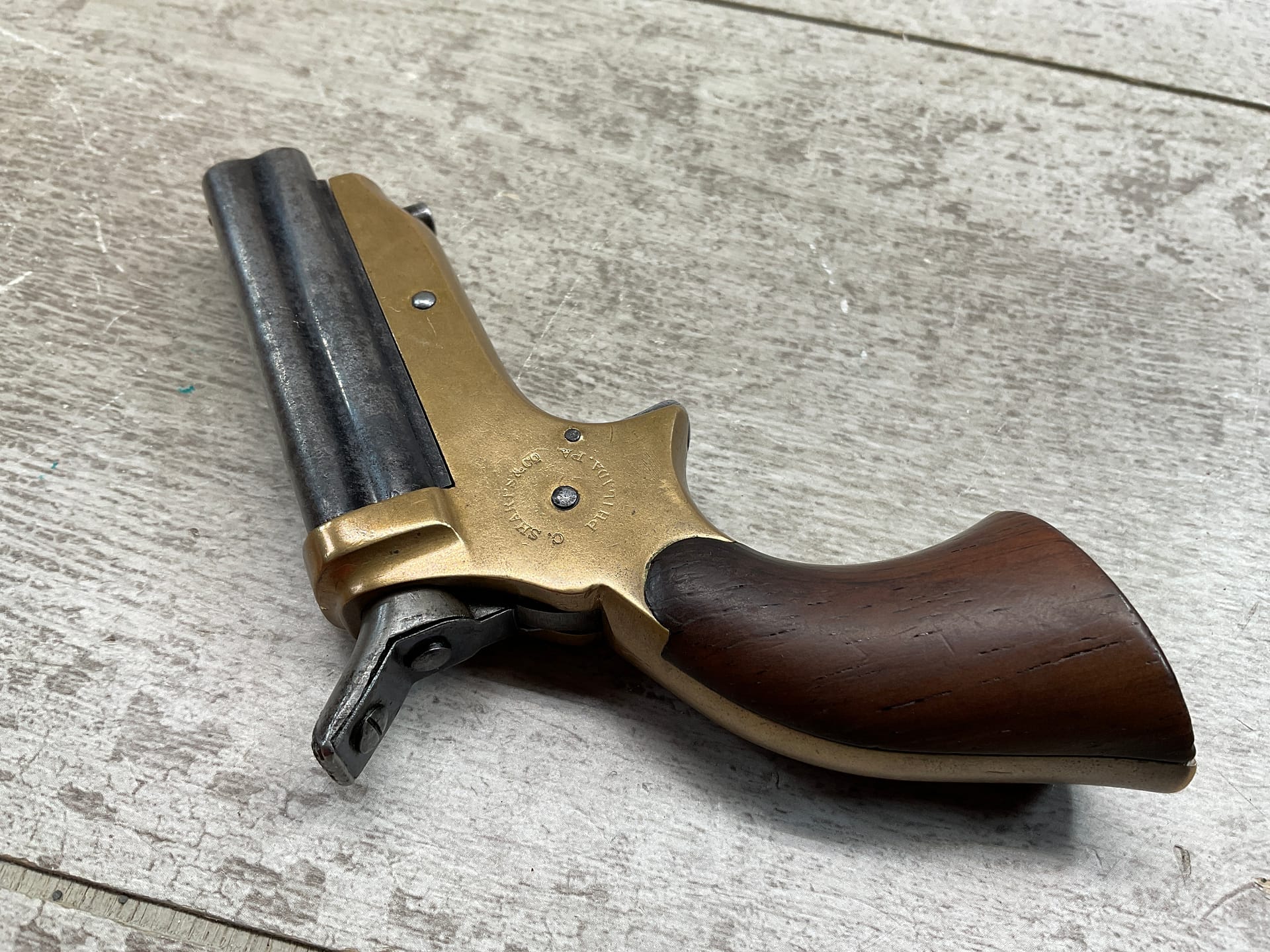 C. SHARPS .22 SHORT 4 BARREL PEPPERBOX WITH DISPLAY BOX, ANTIQUE ...