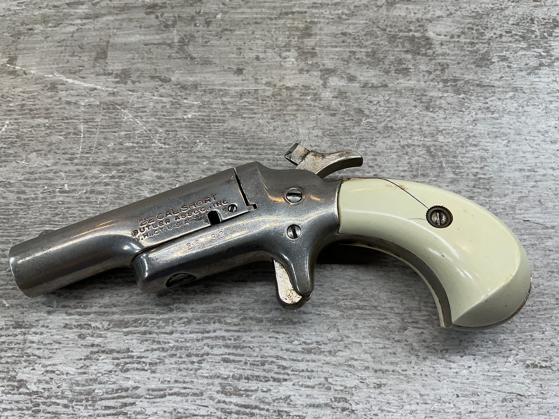 BUTLER SINGLE SHOT NICKEL DERRINGER .22 SHORT - Checkpoint Charlie's