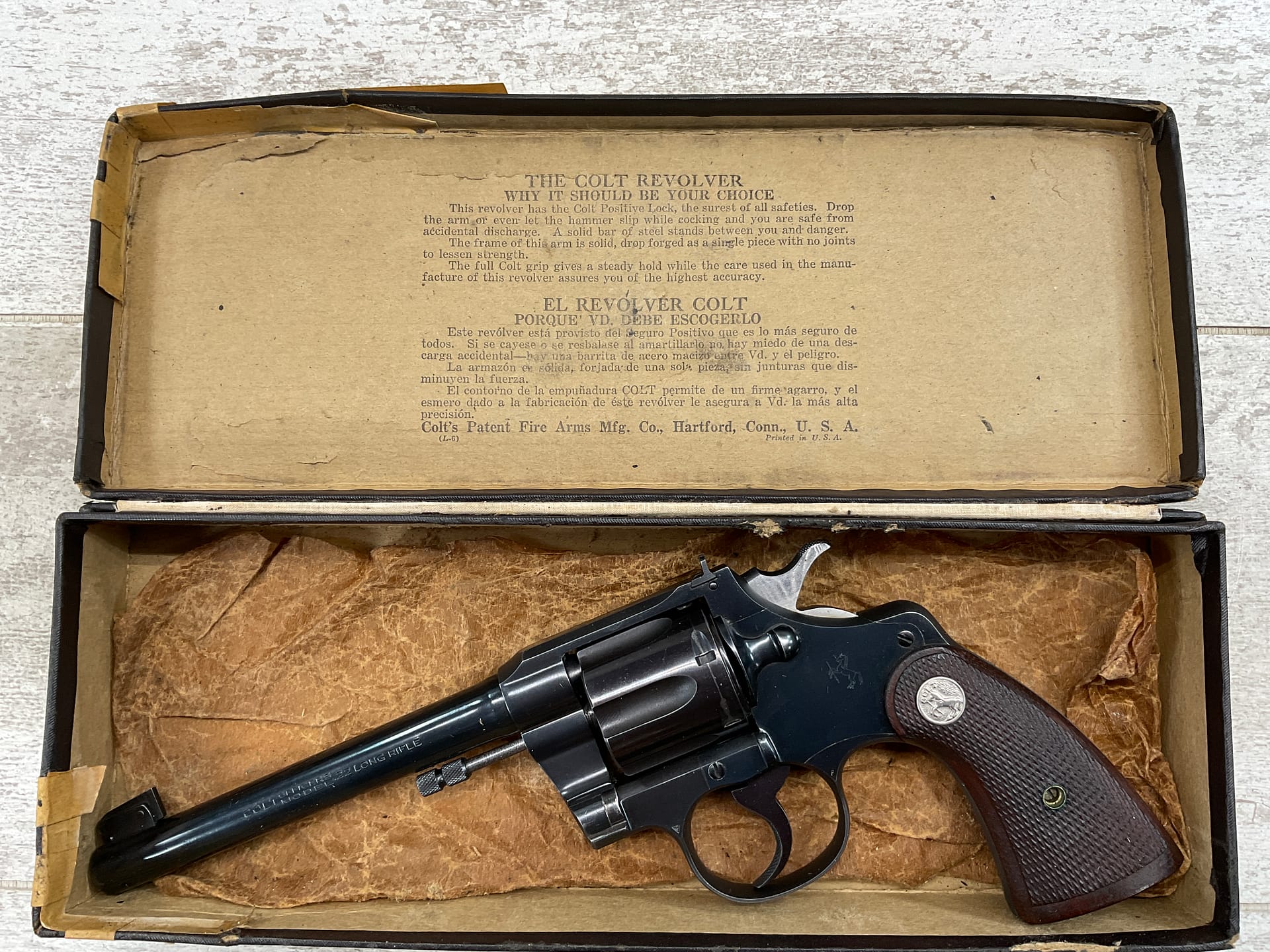 COLT OFFICERS MODEL 22 LR REVOLVER, ORIGINAL BOX #3-08138-BDH ...