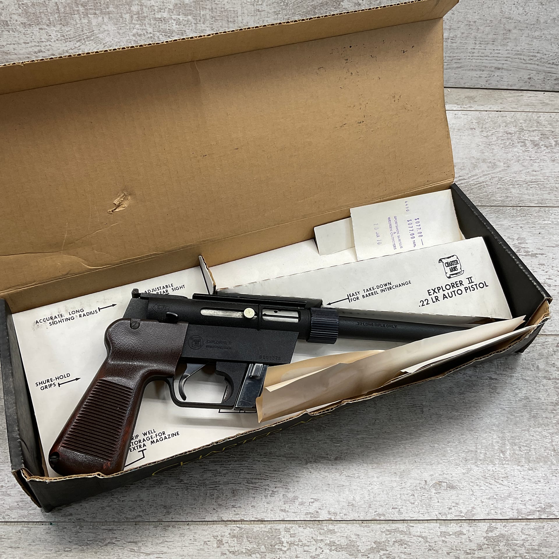 CHARTER ARMS EXPLORER II .22LR SEMI AUTO PISTOL, IN BOX #5-02109-PF ...