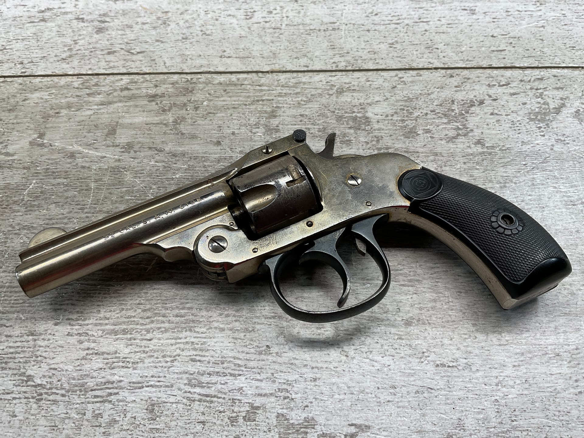 HARRINGTON & RICHARDSON ARMS COMPANY 32 S&W TOP BREAK NICKEL REVOLVER ...