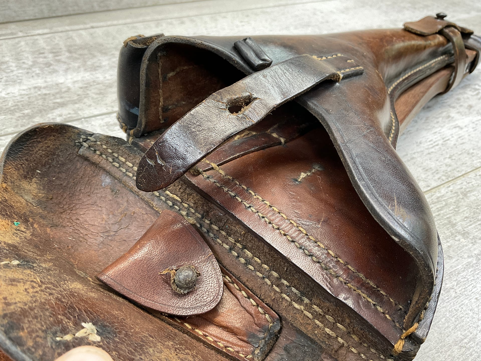 EARLY LUGER ARTILLERY HOLSTER W/ REPRO BOARD & CLEANING ROD ...